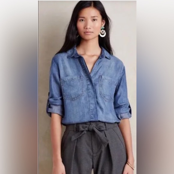 cloth & stone | Tops | Cloth Stone Denim Chambray Button Down Shirt A2 | Poshmark